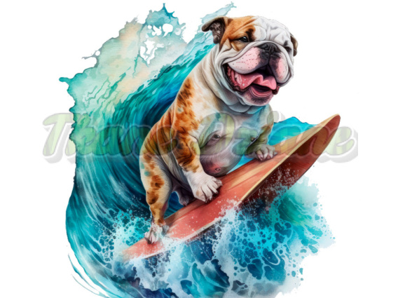 TkaneDziane.pl > PANEL DRUKOWANY BULDOG SURFER TŁO BIAŁE